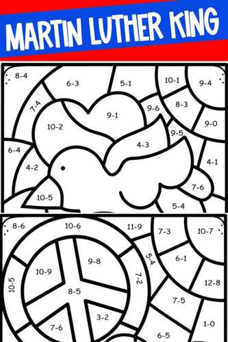 MLK | Martin Luther King Jr Subtraction Color by Number Code Winter ...