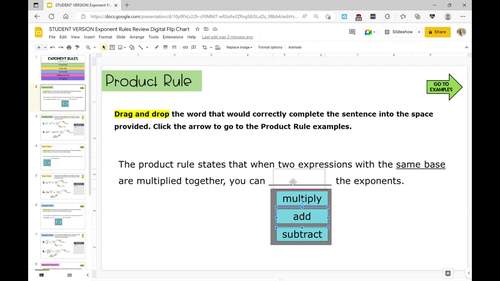 Exponent Rules Review Google Slides Digital Flip Chart by Mandy's Math ...