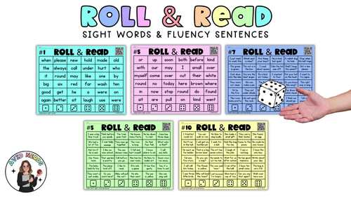 Dolch Mixed Sight Words and Fluency Sentences Worksheets | Roll and ...