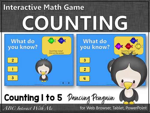 Counting to 5 Number Sense Interactive Math Game {Dancing Penguin}