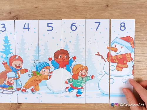Winter Number Order Puzzle 1-20 | Hands-On Number Sequencing Activity