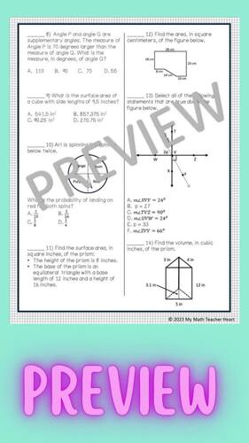 Grade 7 Math | NC Check In Review C | Test Prep by My Math Teacher Heart