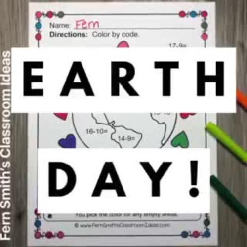 Earth Day Color By Number Subtraction by Fern Smith's Classroom Ideas