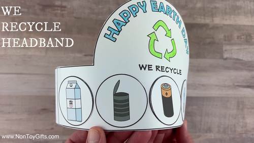 Earth Day Paper Hat - We Recycle Headband - Coloring Crown Activity