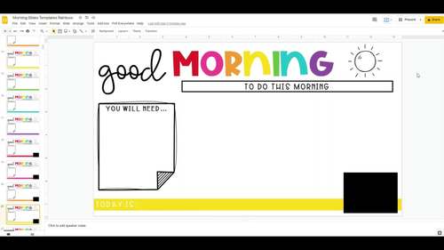 Morning Slides Templates with Timers | Editable | Rainbow | TPT