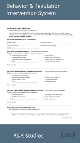 Behavior & Regulation Intervention System Students Who Escalate Under ...