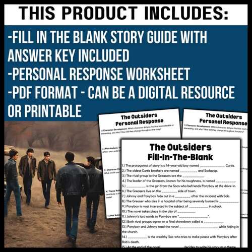 The Outsiders: Fill In The Blank Story Guide Activity & Novel Response ...