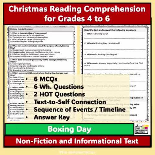 Boxing Day Reading Comprehension | Informational Text | December ...