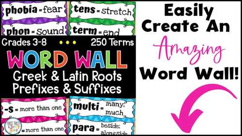 Greek and Latin Roots, Prefixes and Suffixes Word Wall Posters ...