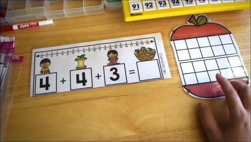 Addition Activity Center | Three Addend Apples by Fun Hands-on Learning