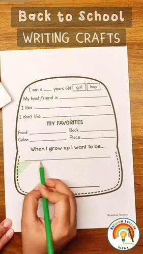 Back to School Writing Craft | All About Me Backpack | Back to School ...