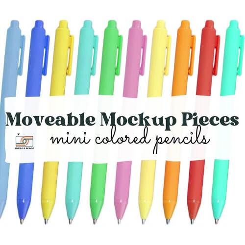 Colorful Click Pens Moveable Mockup Elements with Transparent ...