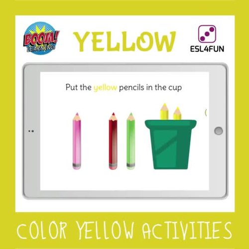 Boom Cards - Color Yellow Activities by ESL4FUN | TPT