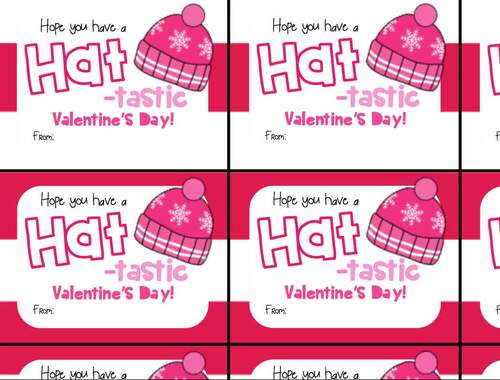 Cute Hat Valentine's Day Gift Tag- Hope you have a Hat-tastic Valentine ...