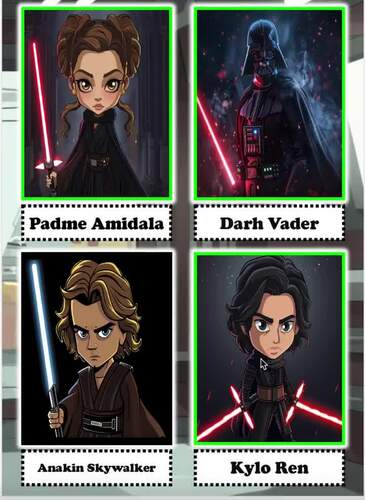 Star Wars Guess Who Printable back to school activity digital game cards
