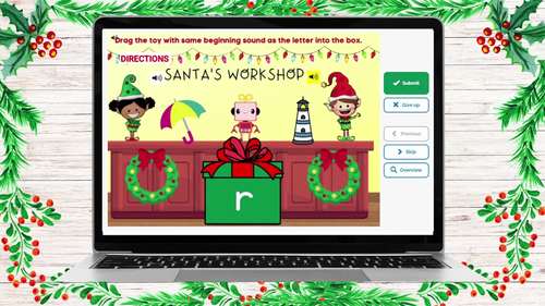 Beginning Sounds and Letters Christmas (Boom Cards with Audio)
