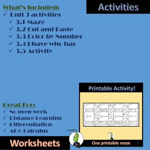 AP Calculus Differentiation Unit 3 Practice Activity Bundle | TPT