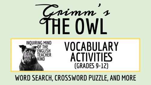 "The Owl" Vocabulary Games | Grimm's Fairy Tale | Crossword Puzzle ...