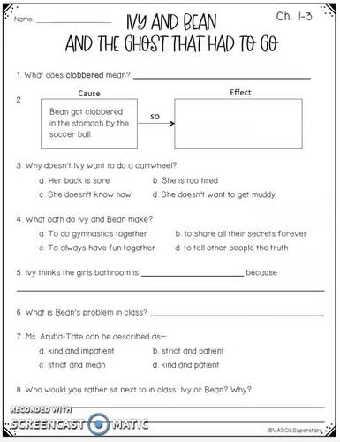 Ivy and Bean and the Ghost that Had to Go: Reading Comprehension