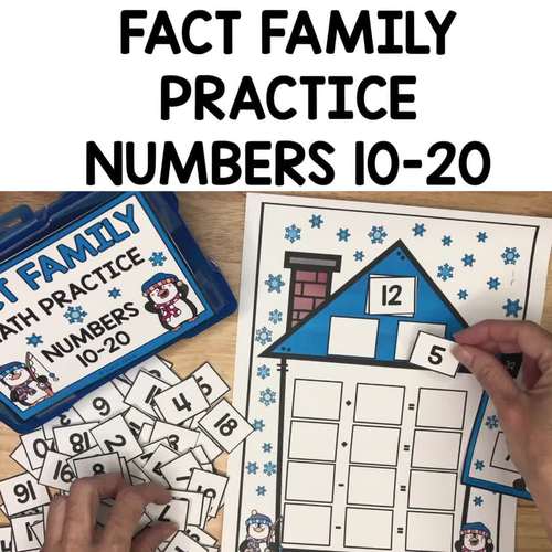 Fact Families Addition and Subtraction 10-20 | Fact Family Winter Themed