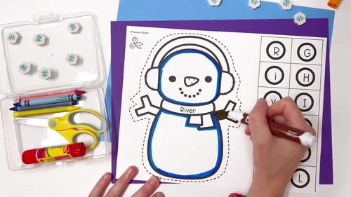 Editable Winter Snowman Buttons Name Craft by Preschool Packets | TPT