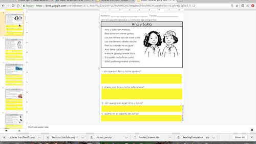 Reading Comprehension in Spanish Google Classroom - Lecturas - Print ...