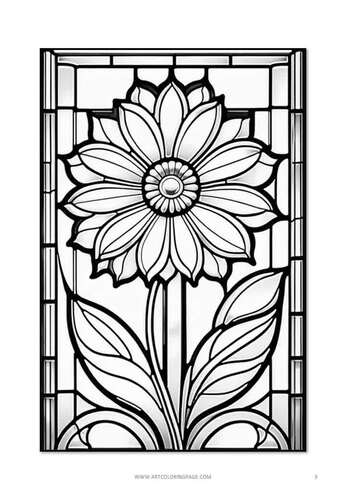 Stained Glass Flower Coloring for Kids 100 Pages : Vol . 1 by Coloringfy