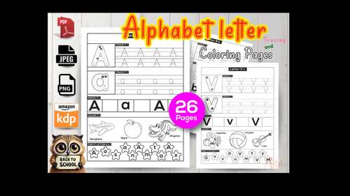 Alphabet Letter Trace and Color Worksheets | Back-to-School by Moni Art