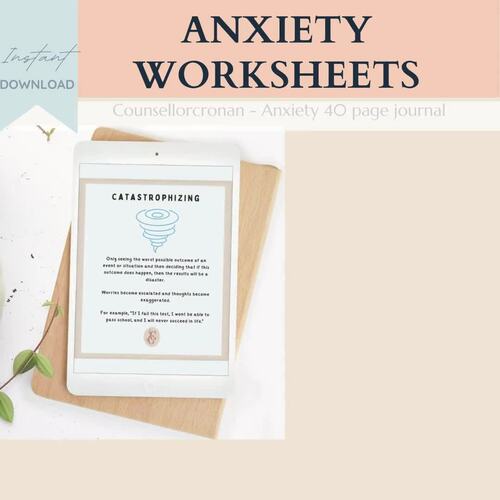 Teen Mental Health Workbook, CBT. Worries. Check-In, Anxiety Worksheet, BPD