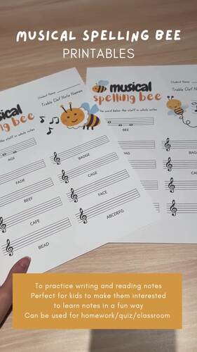 Musical Note Spelling Bee – Music Class Homework/Quiz | Homeschool Activity