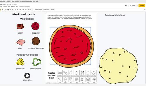 Delicious Digital Speech Therapy Google Slides Activities 3-in-1 Food Theme