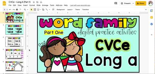 CVCe Word Family Digital Bundle Long Vowels for Google Slides™ and Seesaw™