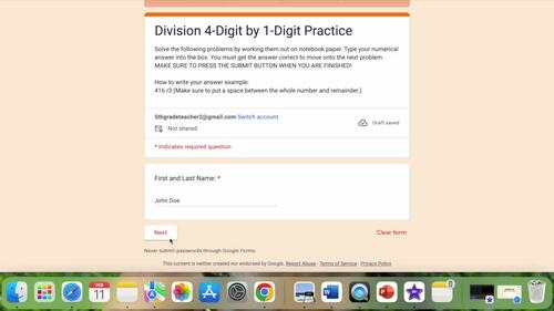 Division 4-Digit by 1-Digit Google Forms (Self-Grading) | TPT