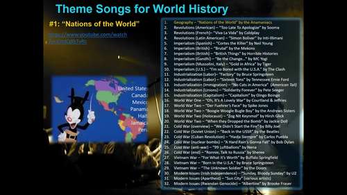 Theme Song for each week of high school world history: includes lyrics ...