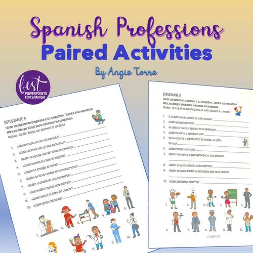 Spanish Professions Las profesiones Paired Activities Distance Learning