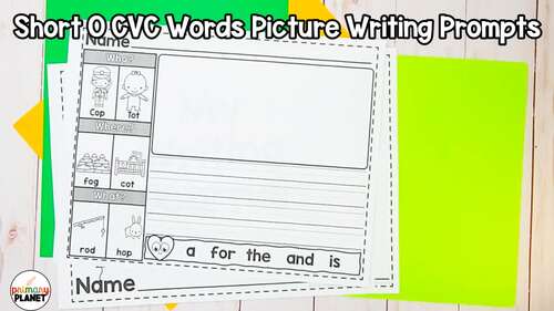 Phonics Picture Writing Prompts - Short O CVC Words - Phonics Worksheets
