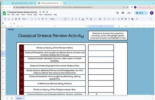 Classical Greece Culture Online Review Game by Coach S History Hub
