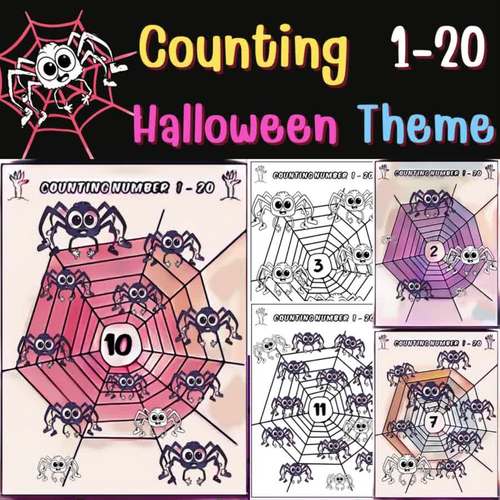 Counting Practice And Coloring (Halloween Theme) Numbers 1-20 | TPT