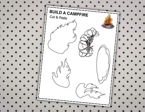Campfire Craft Activity | Summer Camping Cut & Paste, Coloring Craft ...