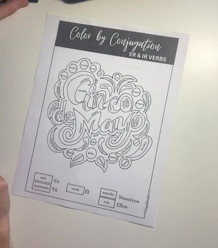 Cinco de Mayo Color By Conjugation ER & IR Verbs by SinginSeñorita