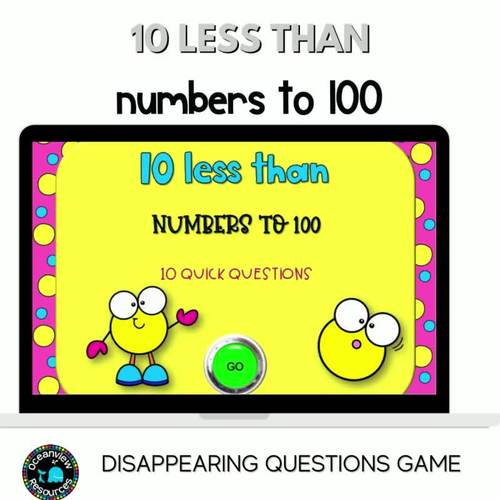NO PREP MATH GAME l TEN LESS THAN- numbers to 100 l POWERPOINT GAME