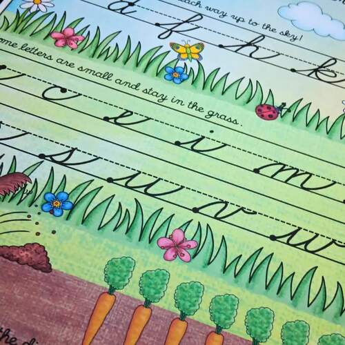 Cursive Handwriting Sky Grass Dirt | Cursive Alphabet Letter Formation ...