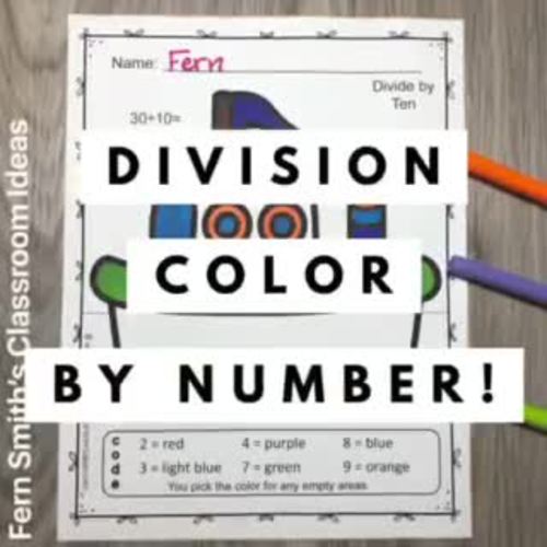 Color By Number Division Transportation with Free Bonus Coloring Pages