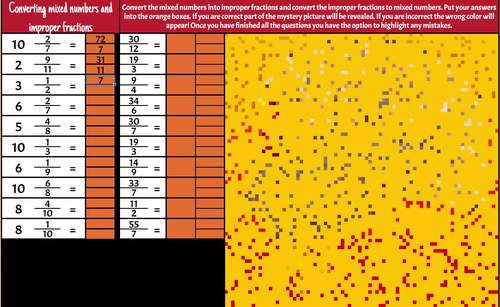 Converting Mixed Numbers and Improper Fractions Thanksgiving Fall Math ...
