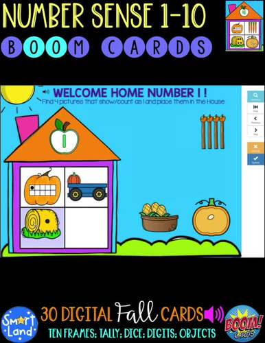 Number Sense and Counting Practice Boom Cards™ | Houses| Distance learning