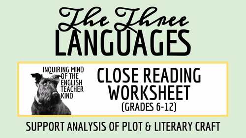 "The Three Languages" Close Reading Analysis Worksheet (Grimm's Fairy Tale)