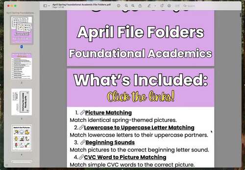 APRIL Spring Theme File Folders | SPED | Autism | Foundational Academics