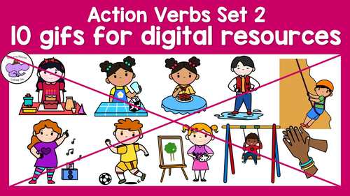 ANIMATED GIFs Verbs Action Words Animation by Little Patches Learning Club