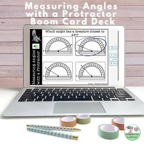Measuring Angles with a Protractor Boom™ Cards 4th TEKS 4.7C Geometry ...