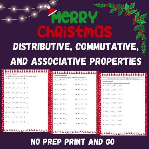 Christmas Distributive, Commutative, and Associative Properties | TPT